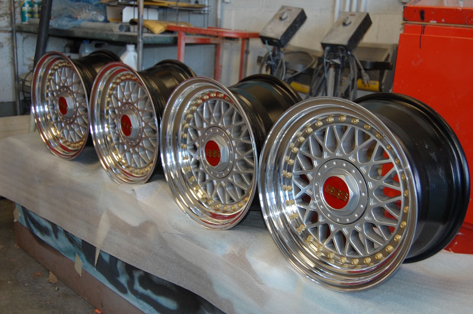 FS: NJ - custom BBS RM staggered setup 2.5" &2" Lips, Gold bolts ...